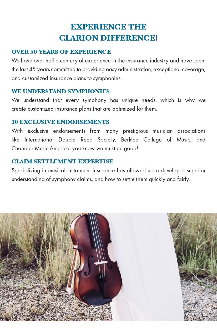 Music Insurance Brochures | Clarion Insurance Services