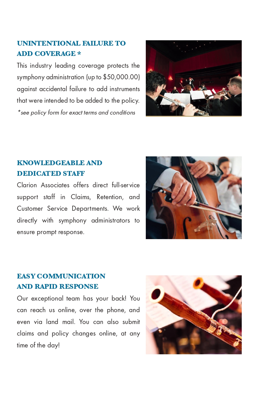 Music Insurance Brochures | Clarion Insurance Services